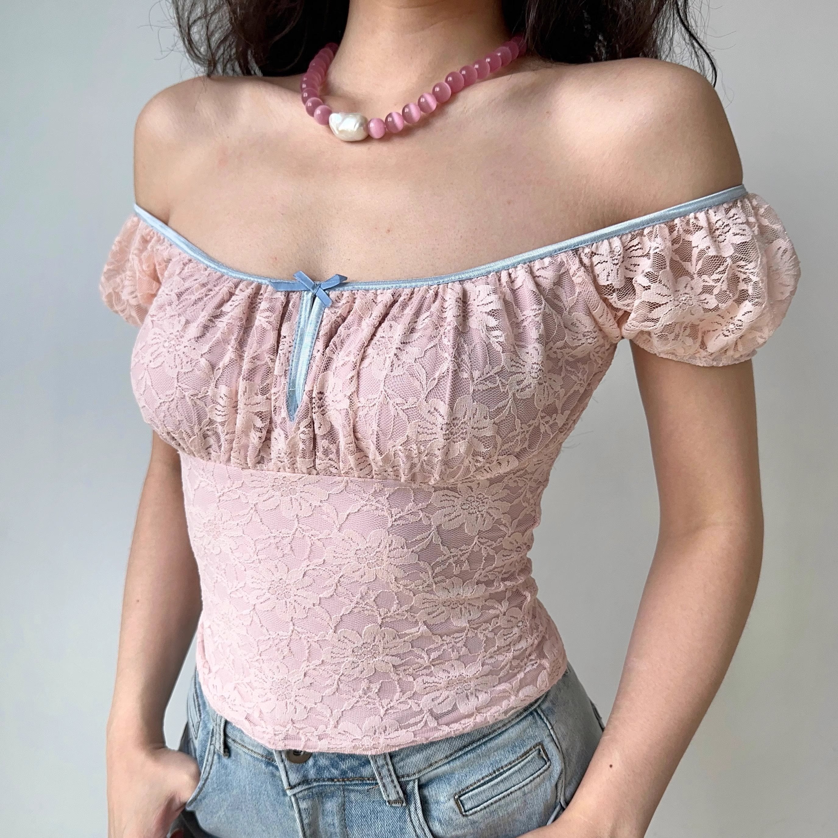 Pretty In Pink Lace Top ~ Handmade Pellucid