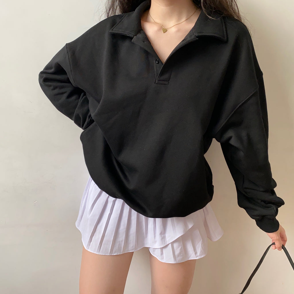 Silhouette Boyfriend Polo Sweater – Pellucid