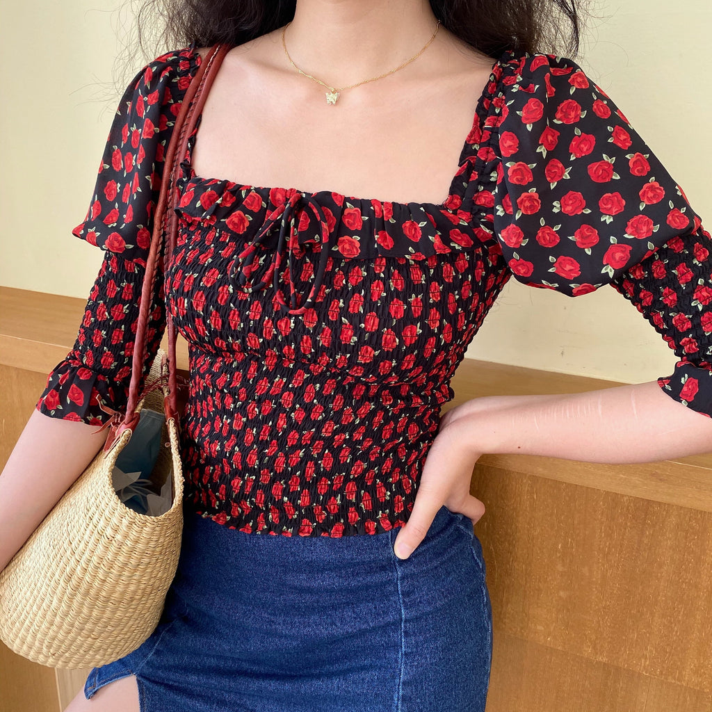 Rose Capsule Ruffled Top – Pellucid