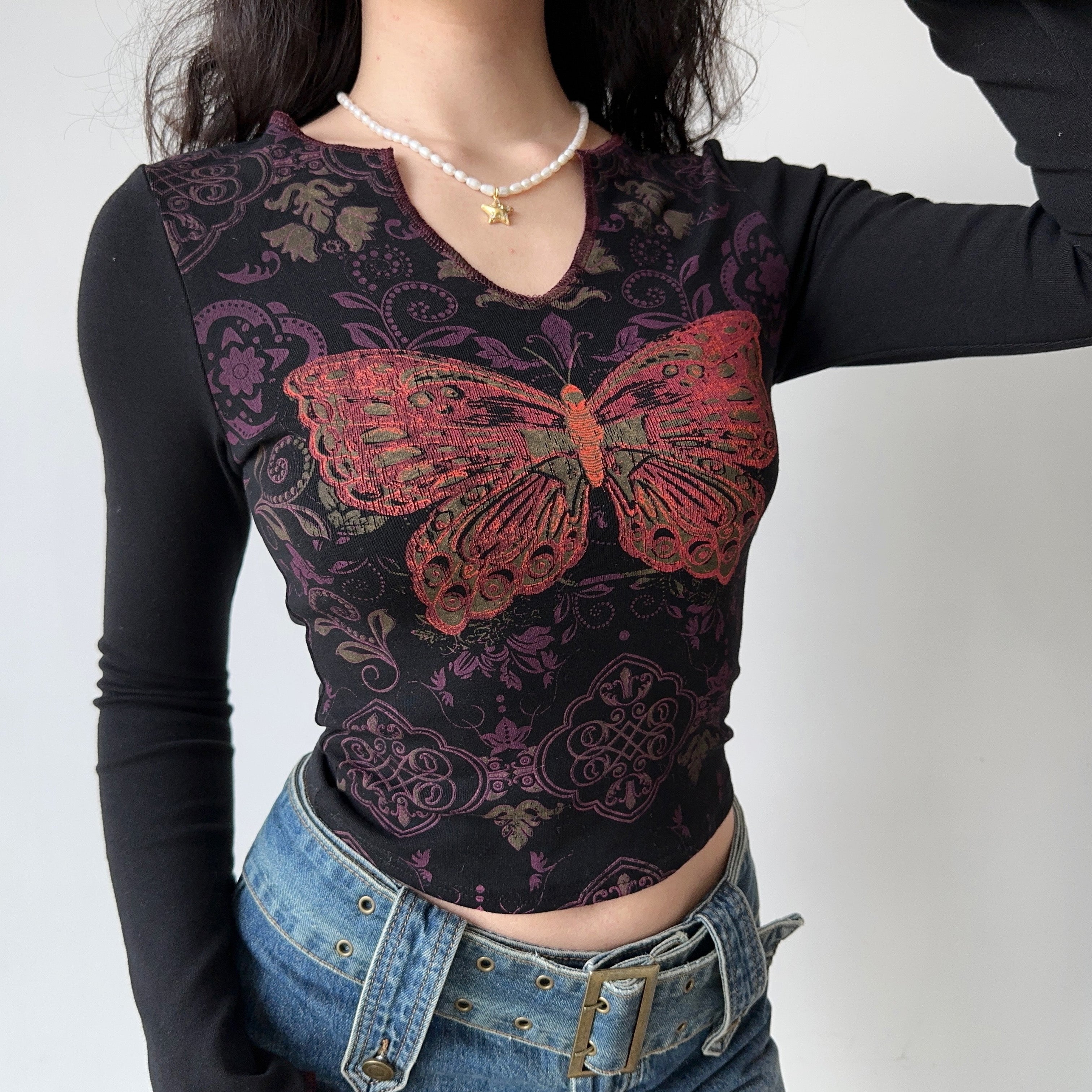 Y2K Butterfly Print Top ~ HANDMADE – Pellucid
