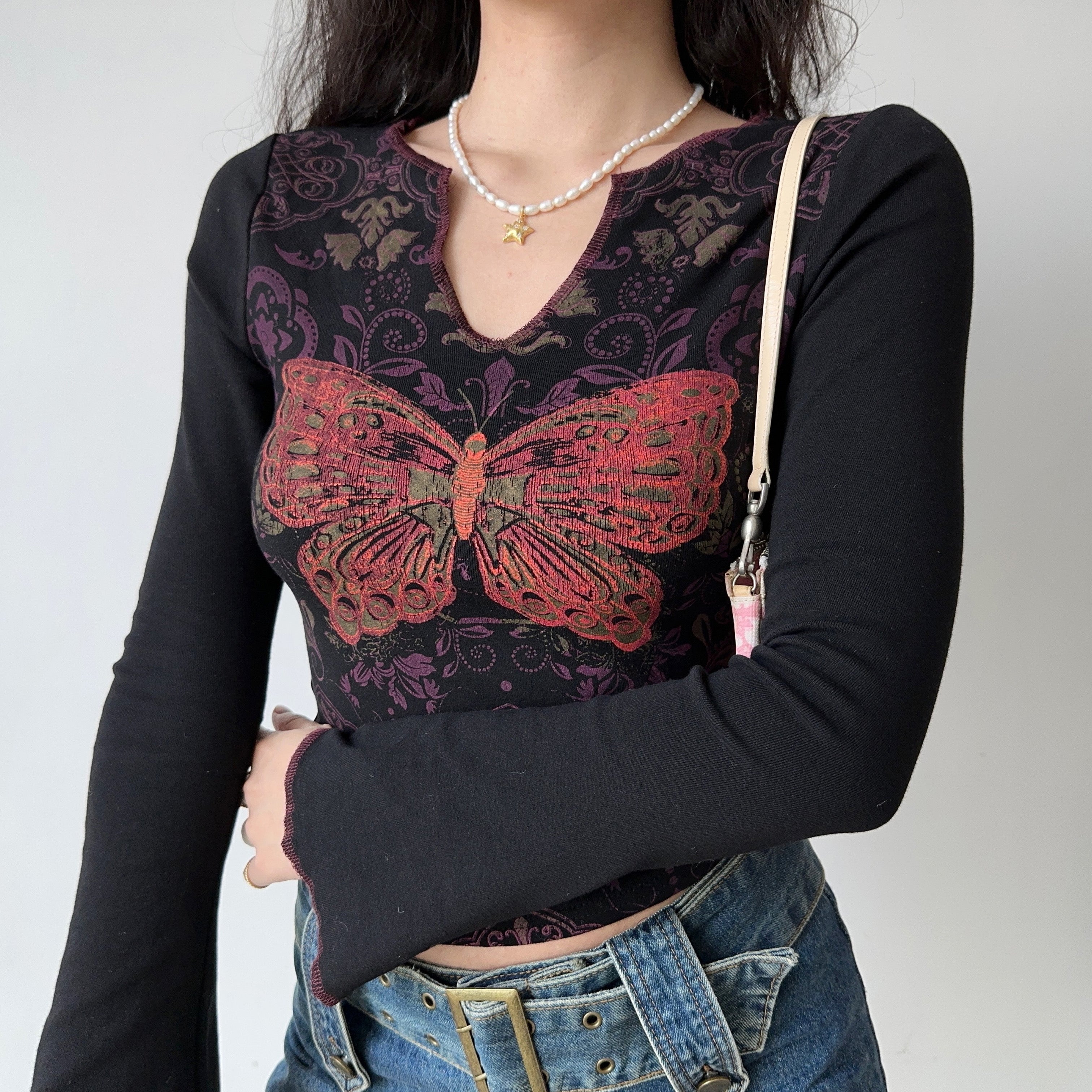 Y2K Butterfly Print Top ~ HANDMADE – Pellucid
